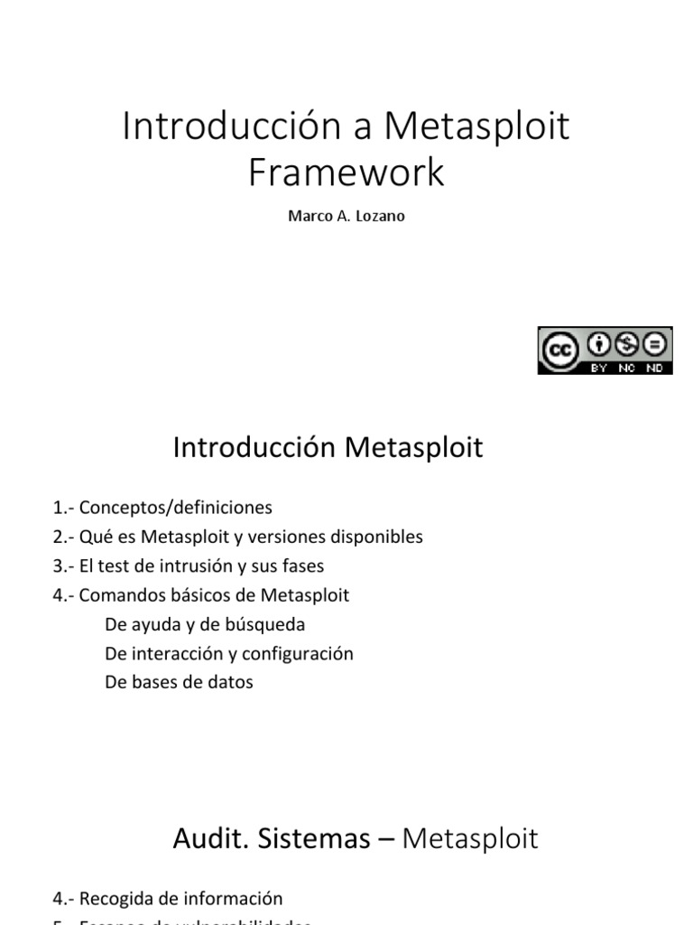 Introducción A Metasploit Framework | PDF | Explotar (Seguridad Informática) | Interfaz de línea ...