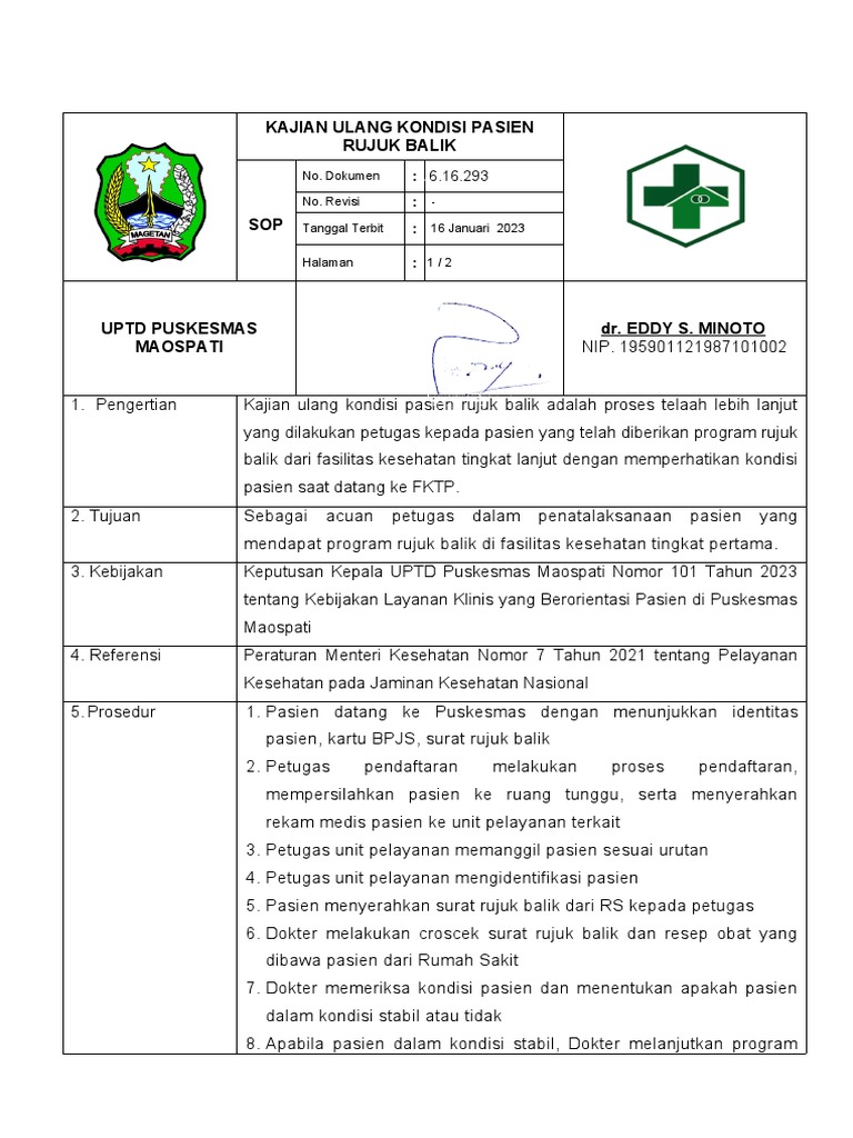 SOP Kajian Ulang Klinis PRB | PDF