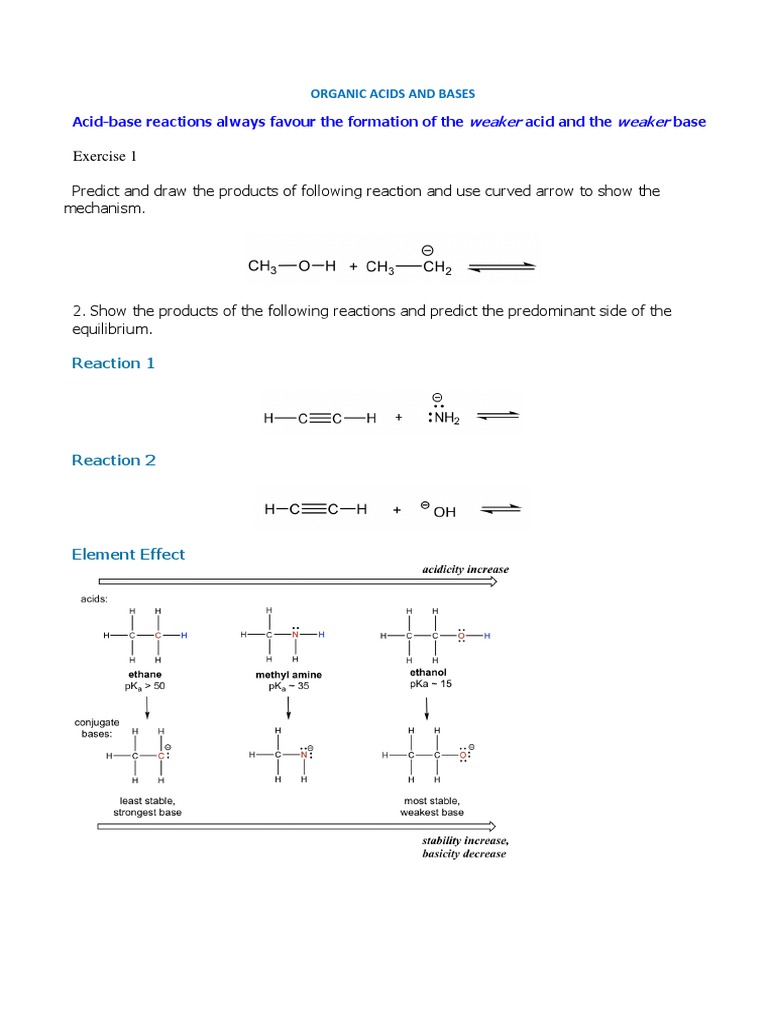 Organic Acids and Bases Exercises | PDF | Science & Mathematics ...
