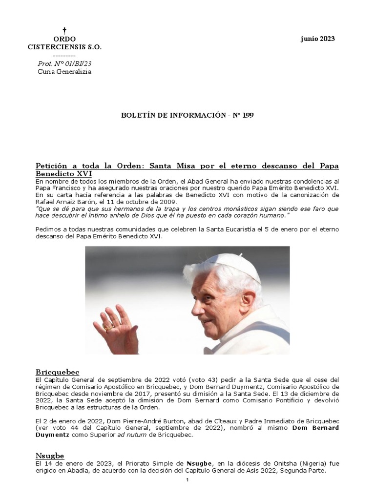 2023 199 Es | PDF | Abad | Papa Benedicto Xvi