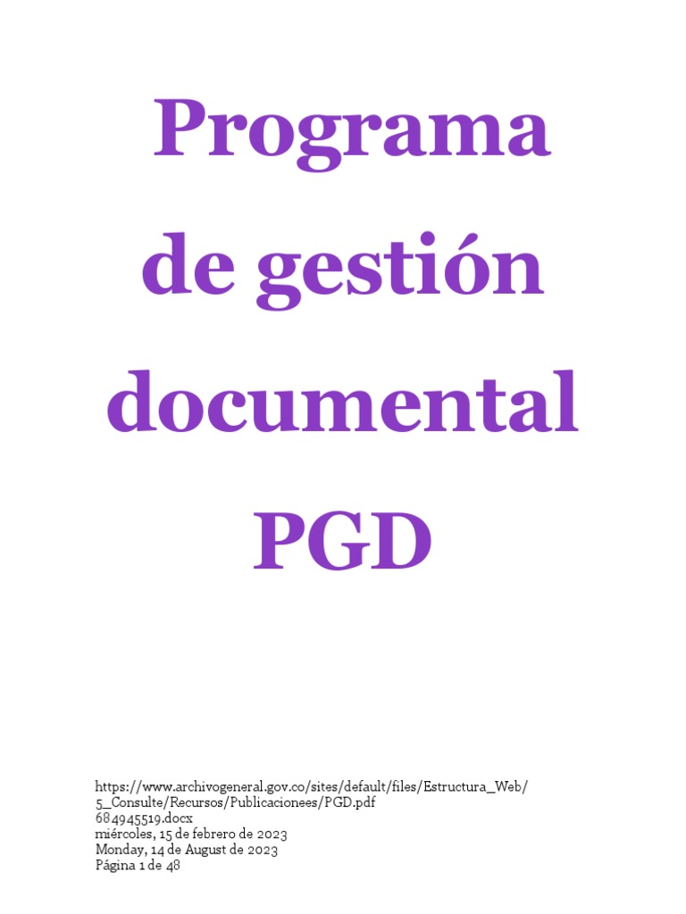 Programa de Gestion Documental - PGD | PDF | Gestión de registros | Planificación