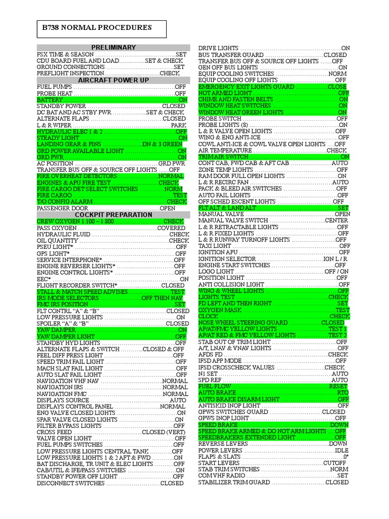 B738 Normal Procedures | PDF