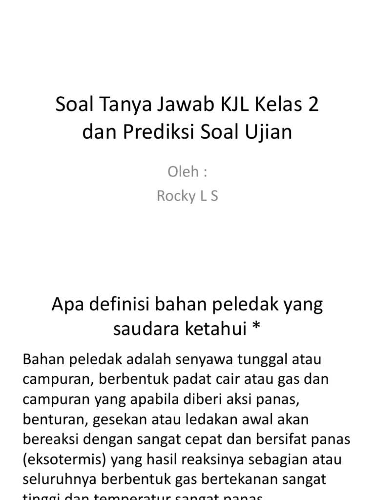 Soal Tanya Jawab KJL Kelas 2 | PDF