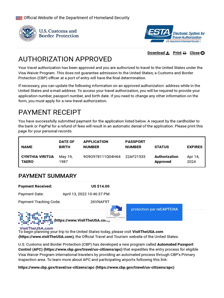 Official ESTA Application Website, U.S. Customs and Border Protection ...