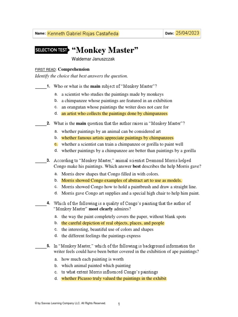 Congo's Artistic Journey in "Monkey Master" | PDF | Paintings | Monkey