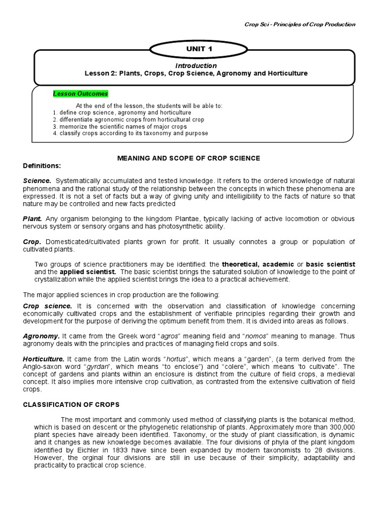UNIT 1 - Lesson 2 | PDF | Plants | Science