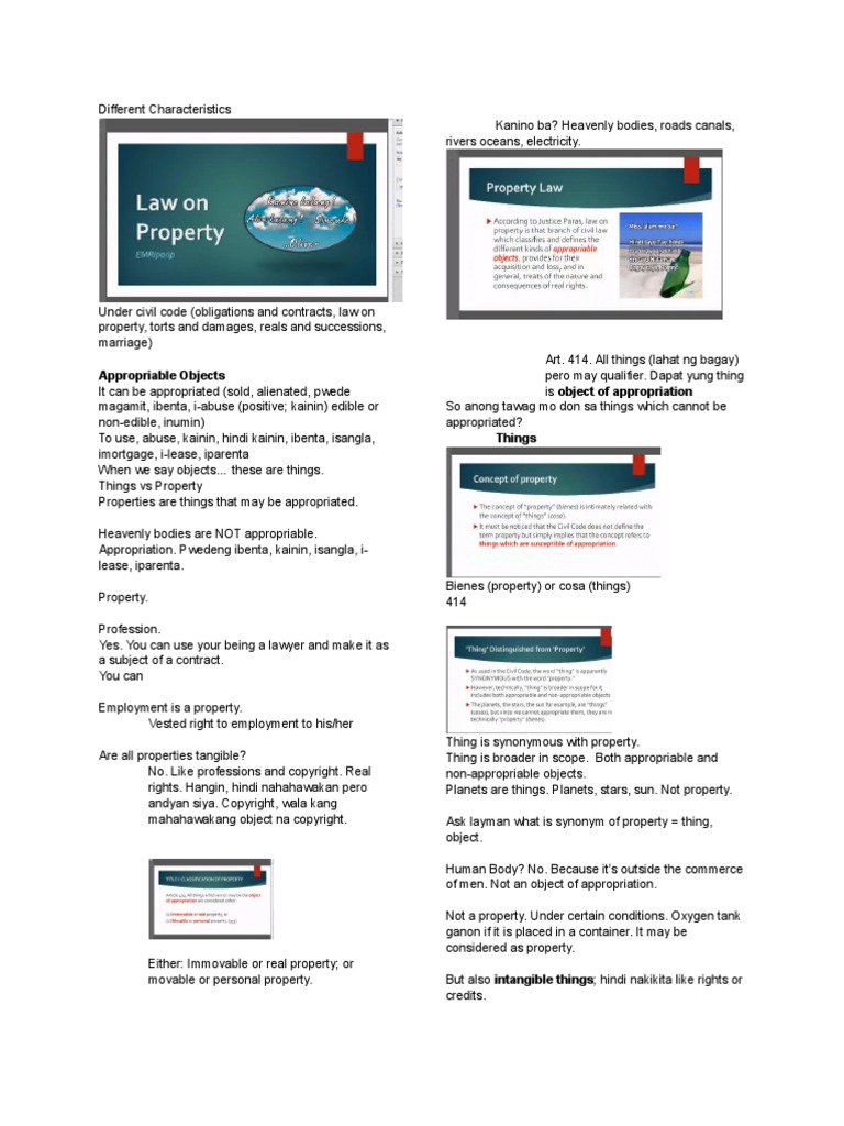 Law On Property Notes 1 | PDF | Property | Ownership