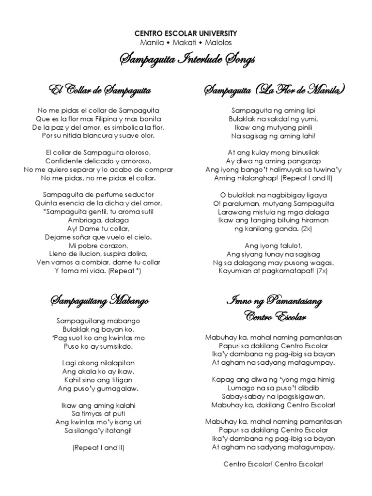Sampaguita Interlude Lyrics | PDF