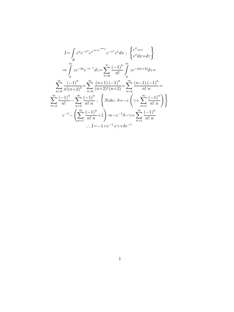 Euler Gompertz Constant Integral | PDF