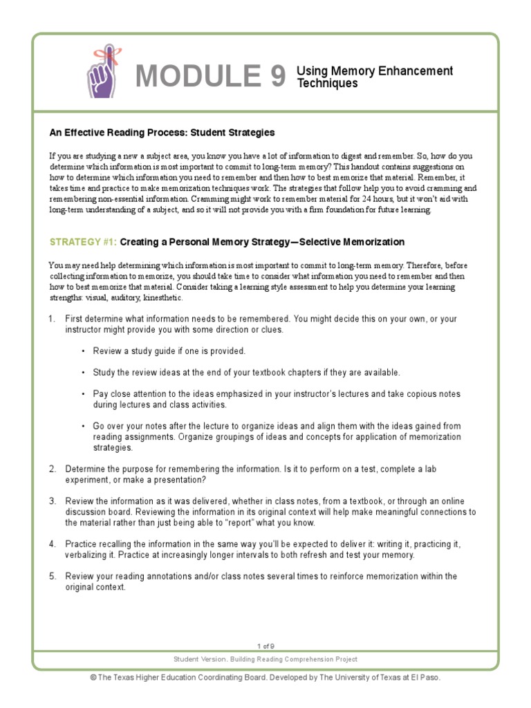 Memory Handout | PDF Memory Handout | PDF