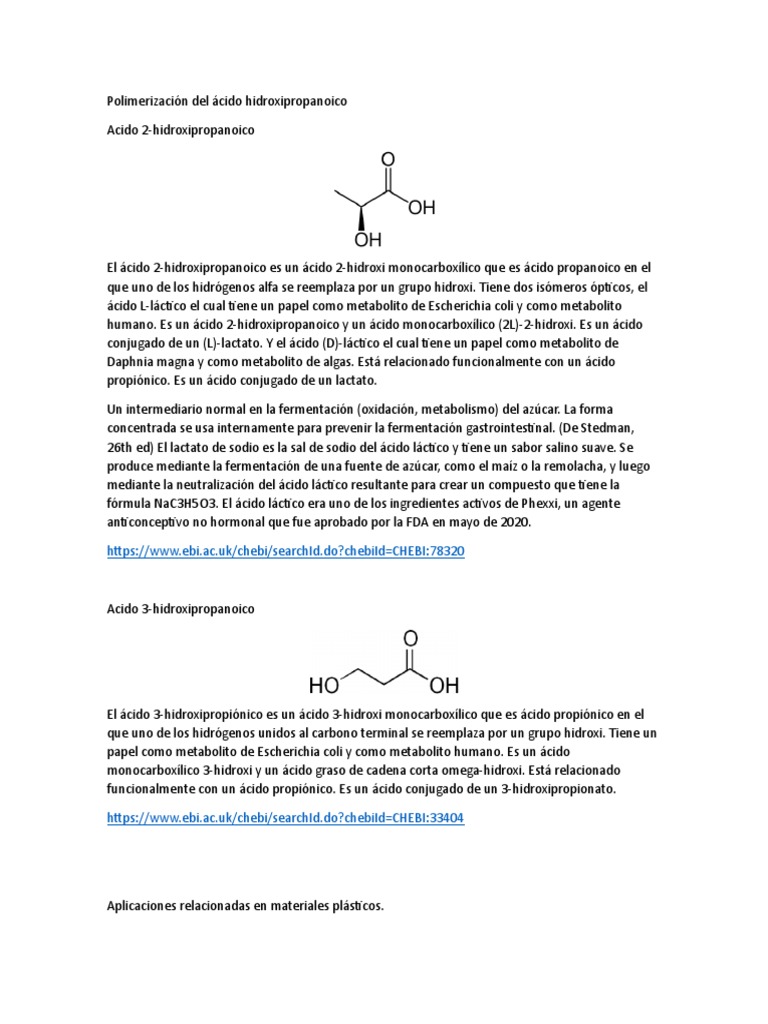 Polimerización y aplicaciones del ácido láctico | PDF | Ciencia y ...