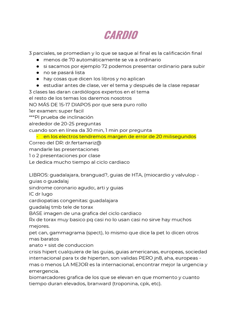 1er Parcial CARDIO | PDF