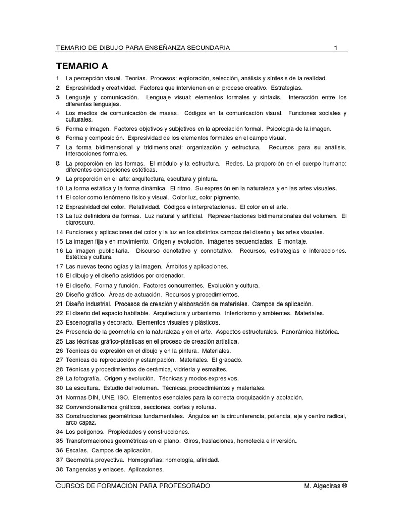 3a Temario Dibujo en Vigor | PDF | Diseño | Geometría