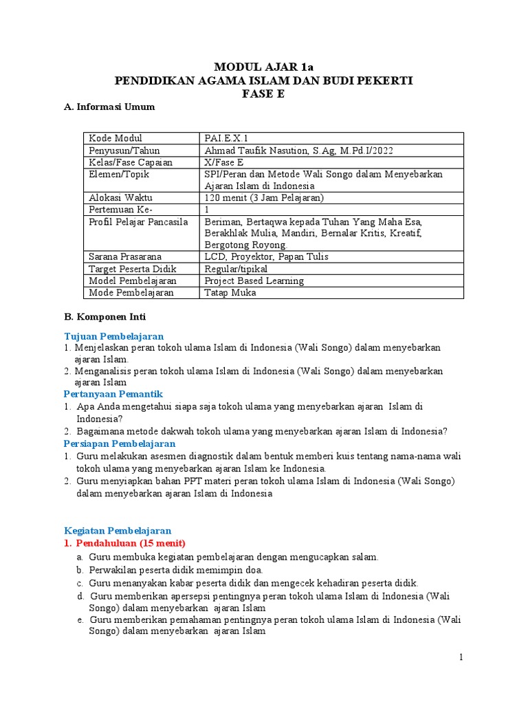 Modul Ajar Pai Sma Kelas X Bab 10 | PDF