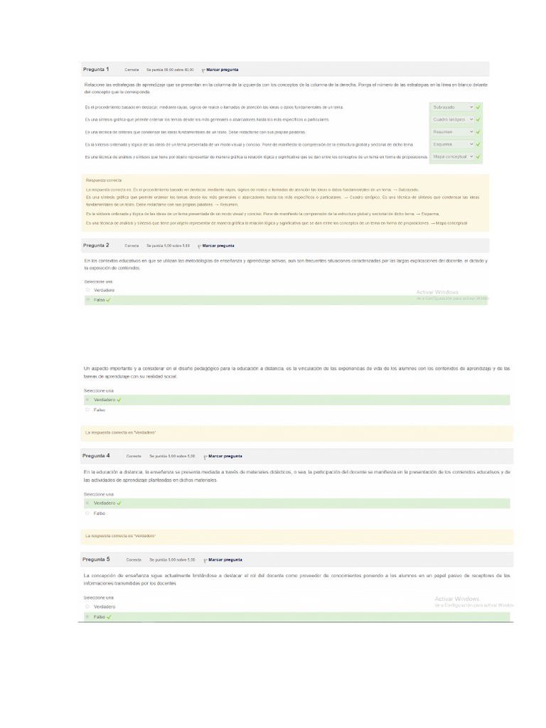 Autoevaluación de La Semana V | PDF