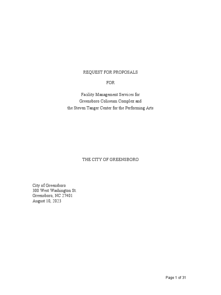 Greensboro RFP For Facility Management Services For The Greensboro ...