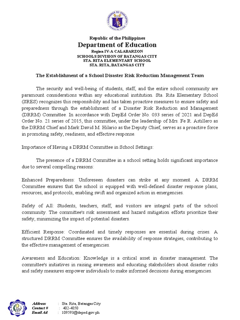 Creating Drrm Commitee | PDF