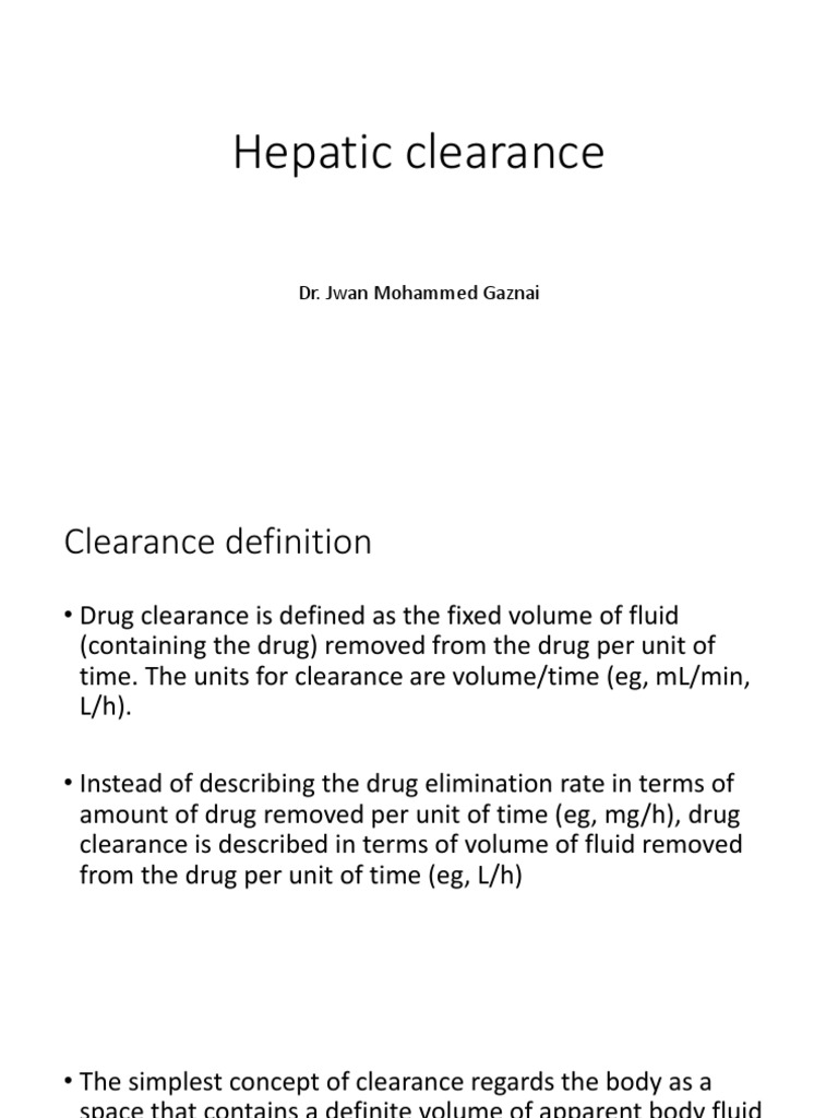 Hepatic Clearance and Enzyme Kinetics | PDF