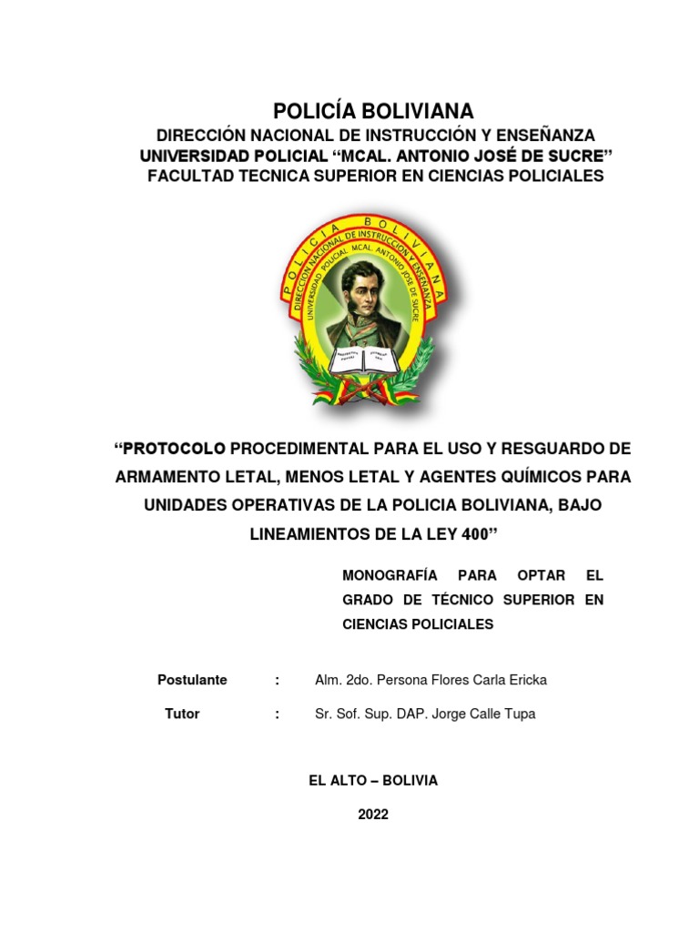 MONOGRAFIA ALM PERSONA 3er BORRADOR FINAL 1 | PDF | Policía | Bolivia