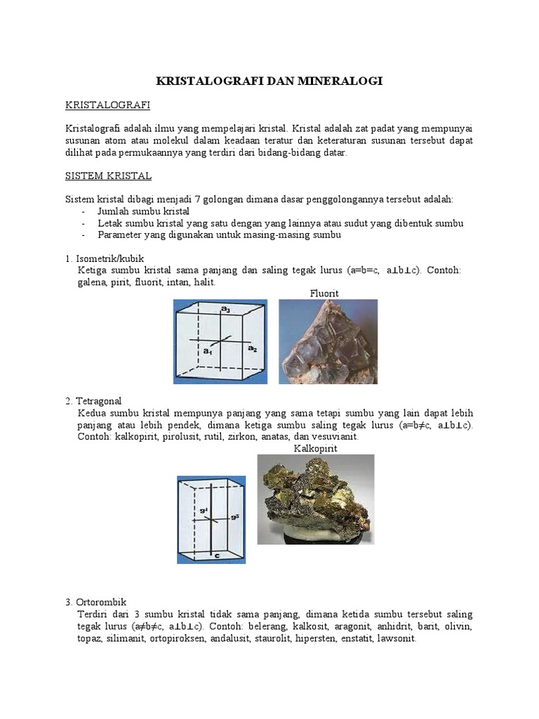 Materi Kebumian: Kristalografi dan Mineralogi | PDF | Sains & Matematika