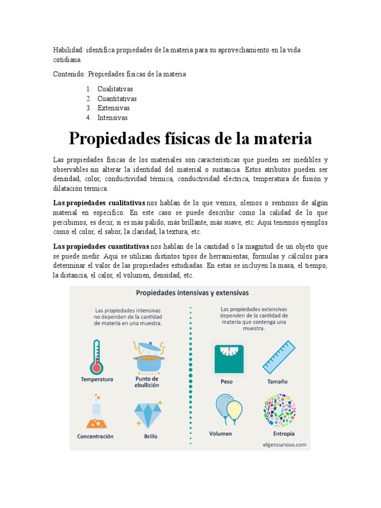 Propiedades Físicas De La Materia Estados De La Materia Y Propiedades