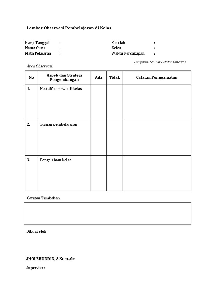 2 - Lembar Observasi Pembelajaran Di Kelas XI RPL | PDF