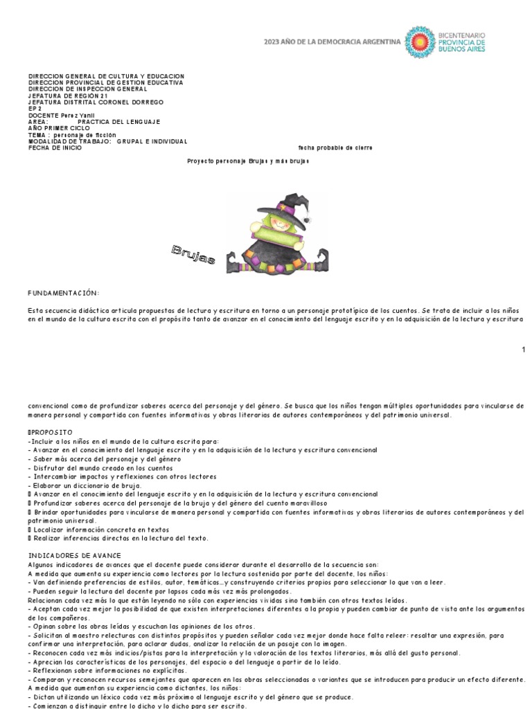Proyecto Brujas Primer Ciclo | PDF