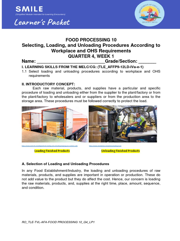 FP10 Q4 LP1 Week 1 | PDF | Pallet | Weight