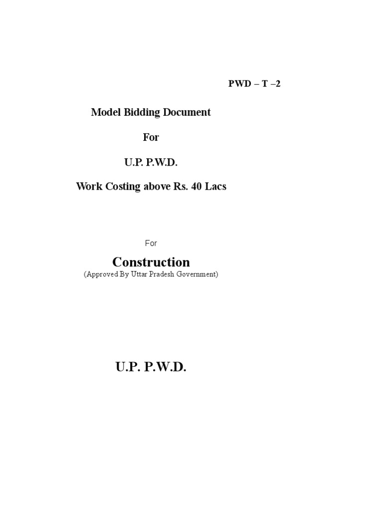 Up PWD Standard Bidding Document T-2 | PDF | Specification (Technical ...