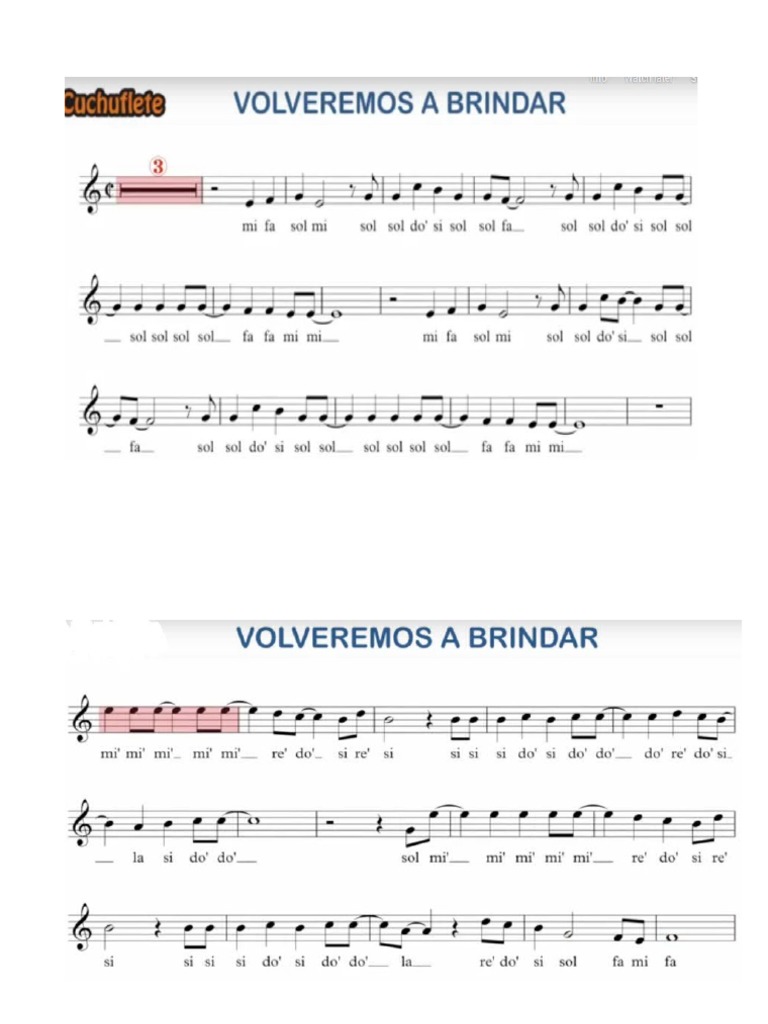 Volveremos A Brindar Notas Musicales | PDF