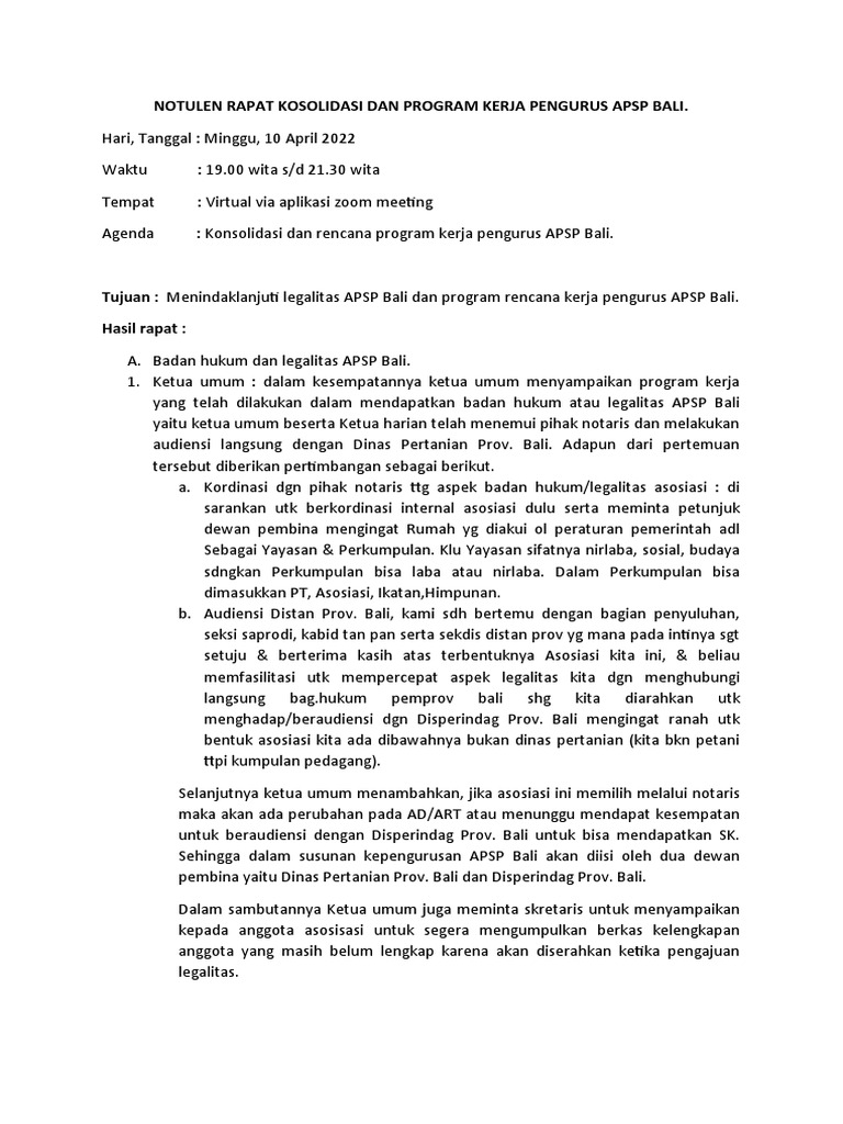 resume rapat apsp 10.4.22 | PDF