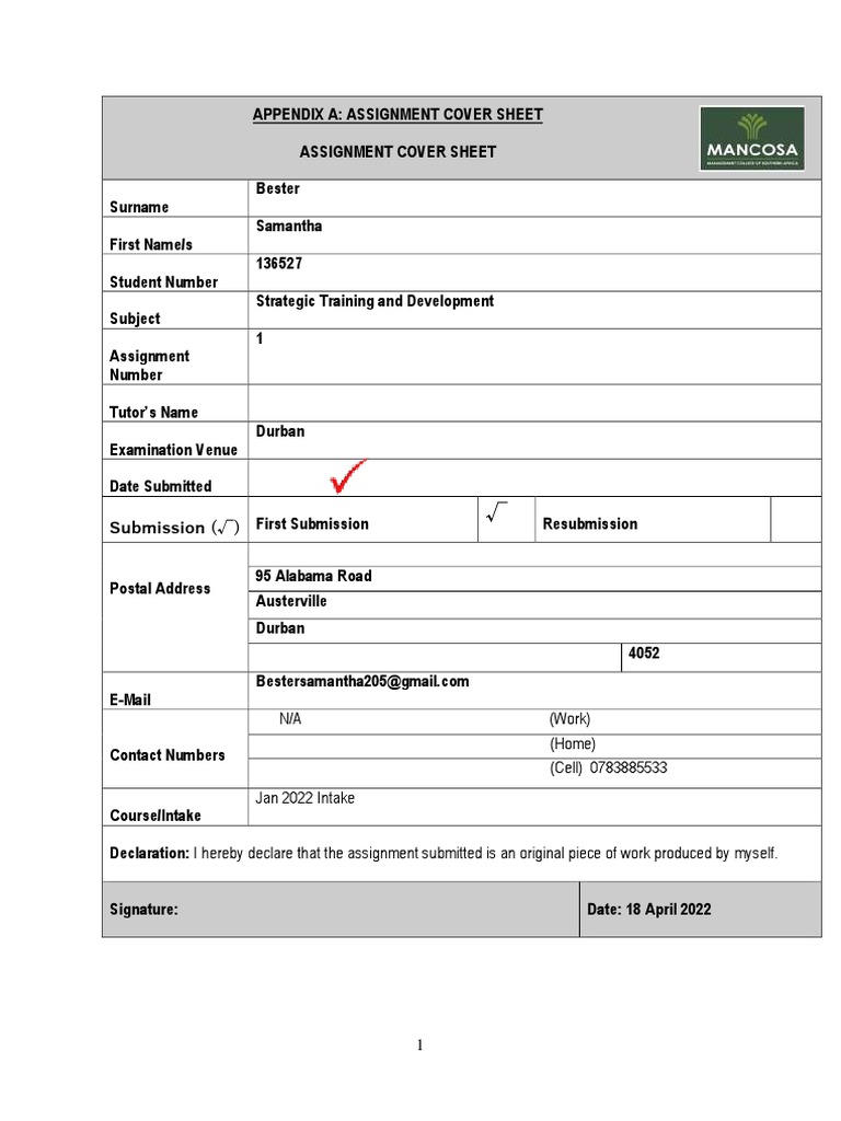 Strategic Training and Development Assignment 1 | PDF | Competence (Human Resources ...