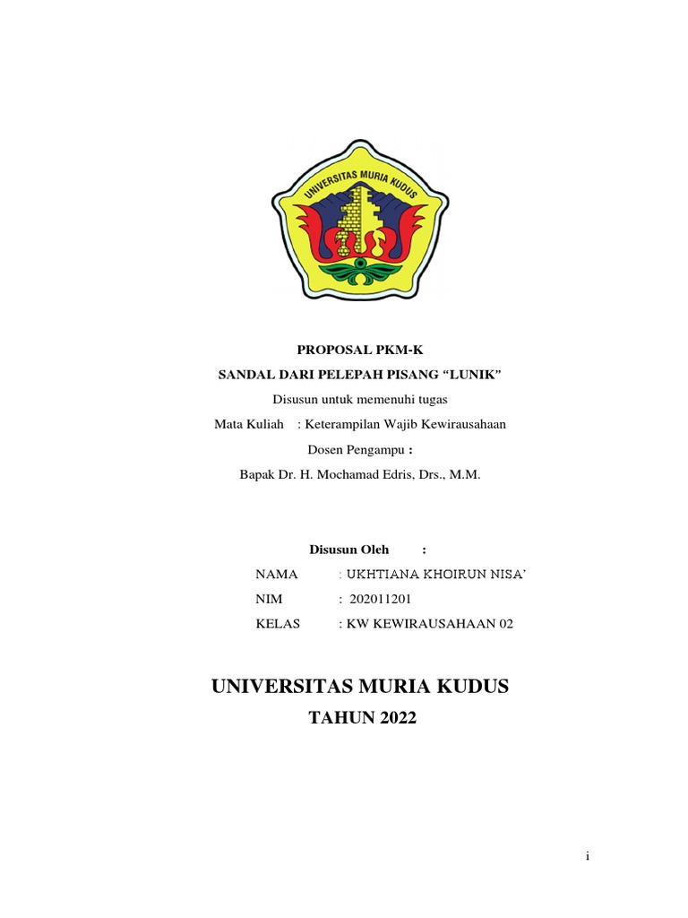 Ukhtiana Khoirun Nisa' - PKM-K Final - Proposl Kwu | PDF | Bisnis | Seni