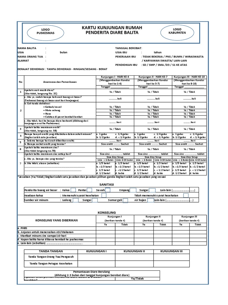 Form Kunjungan Pemantauan Zinc | PDF