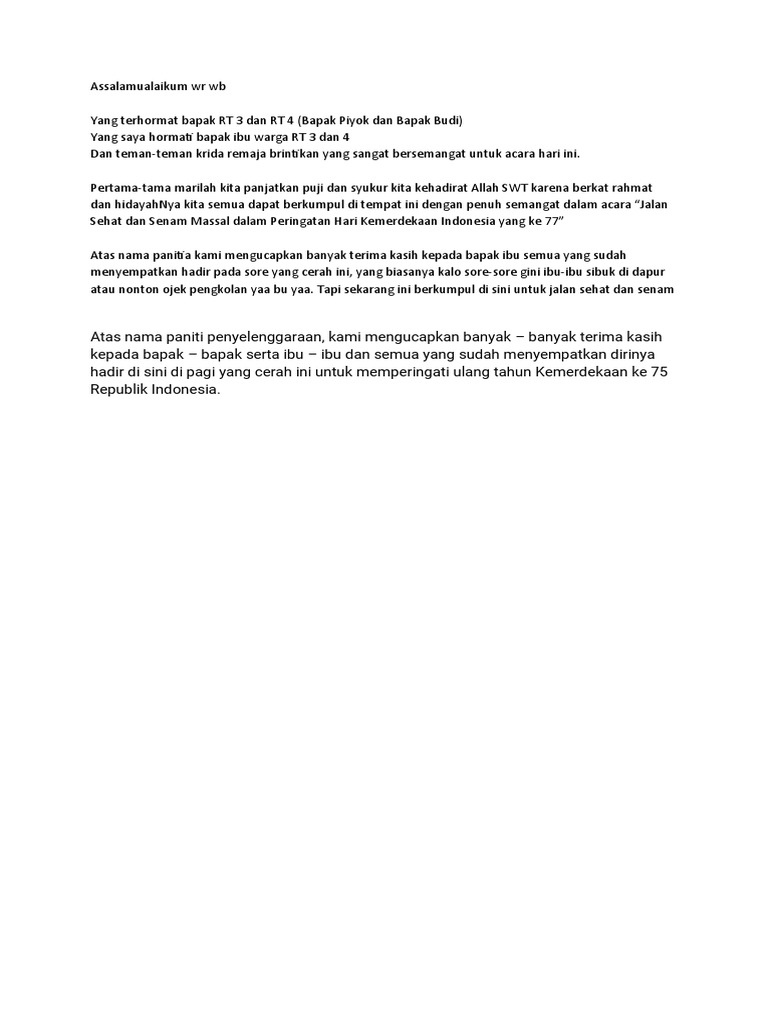 Susunan Acara HUT RI | PDF