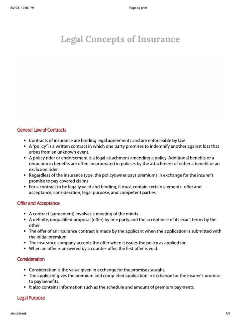 Legal Concepts of Insurance | PDF