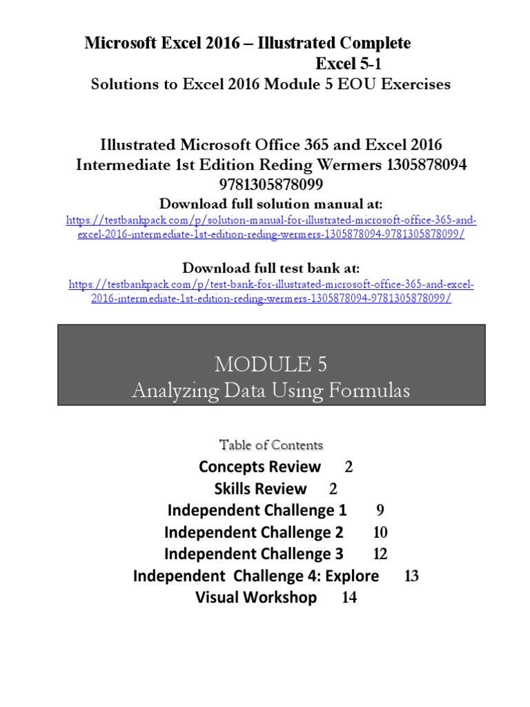 Illustrated Microsoft Office 365 and Excel 2016 Intermediate 1st ...