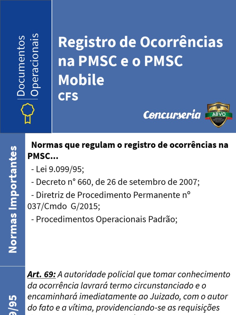 Registro de Ocorrências na PMSC | PDF | Finanças e Administração de ...