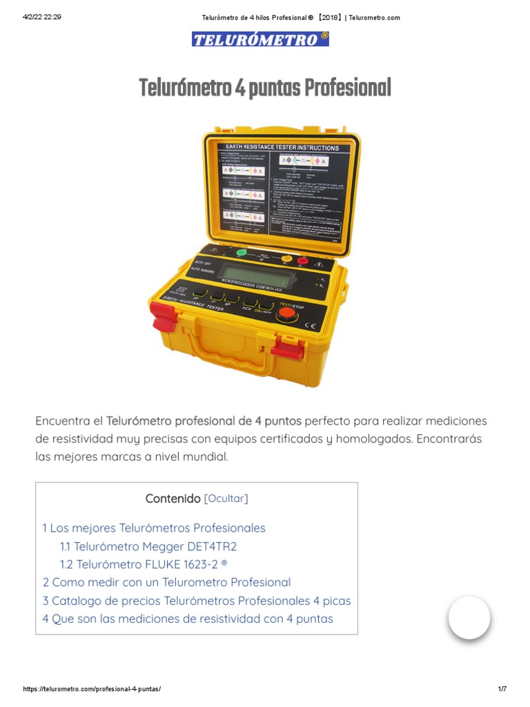 Telurómetro de 4 hilos Profesional ® 【2018】 | PDF | Resistencia ...