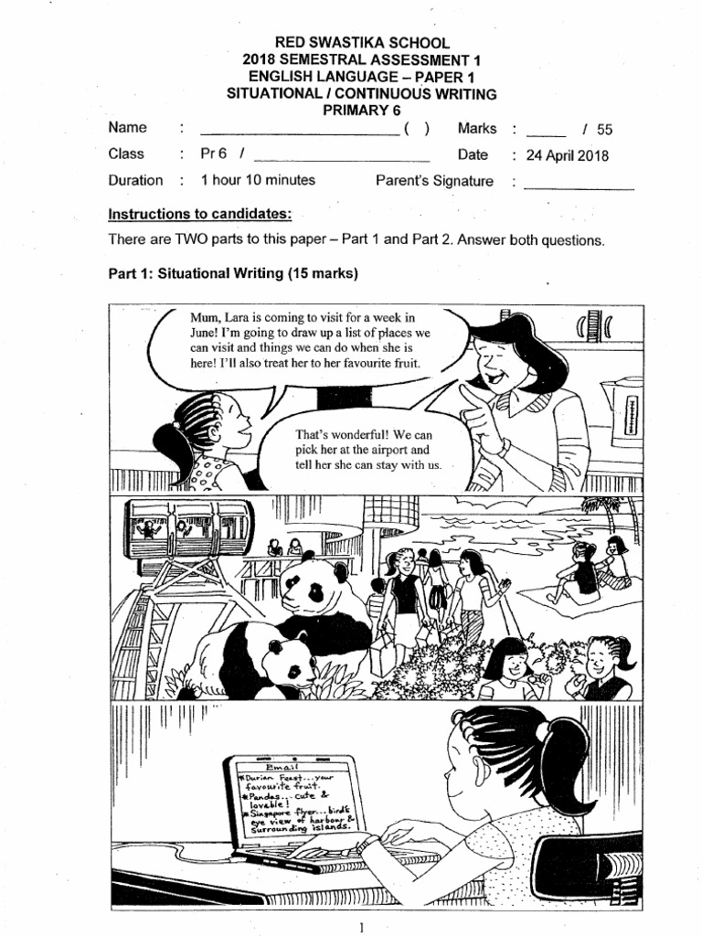 P6 English SA1 2018 Red Swastika Exam Papers | PDF