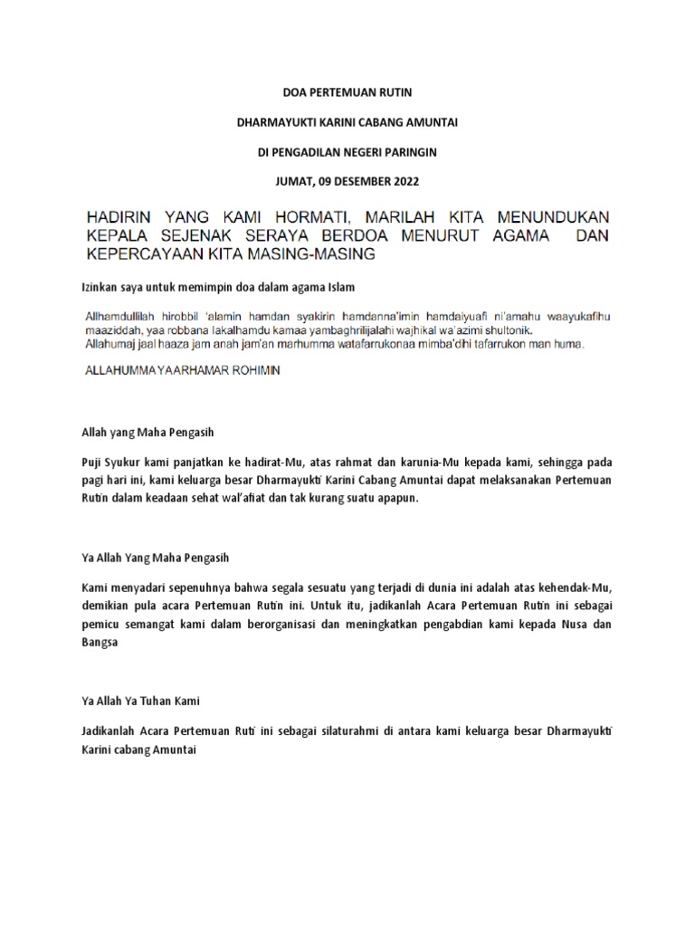 Doa Pertemuan Rutin | PDF