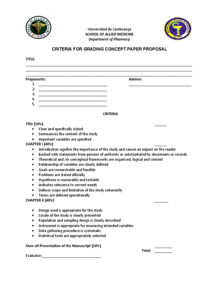Criteria For Grading Concept Paper Proposal | PDF