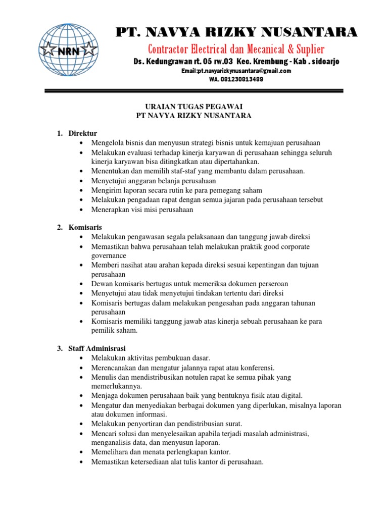 URAIAN TUGAS PEGAWAI | PDF