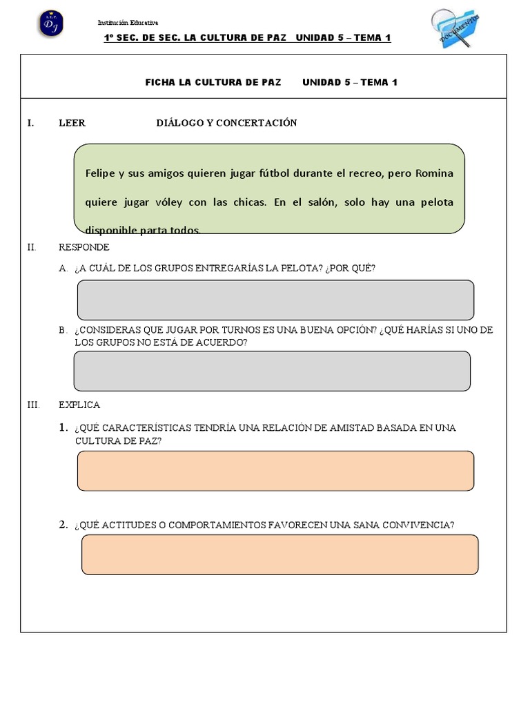 Ficha 1 DPCC 1 Sec. - Tema 1 | PDF