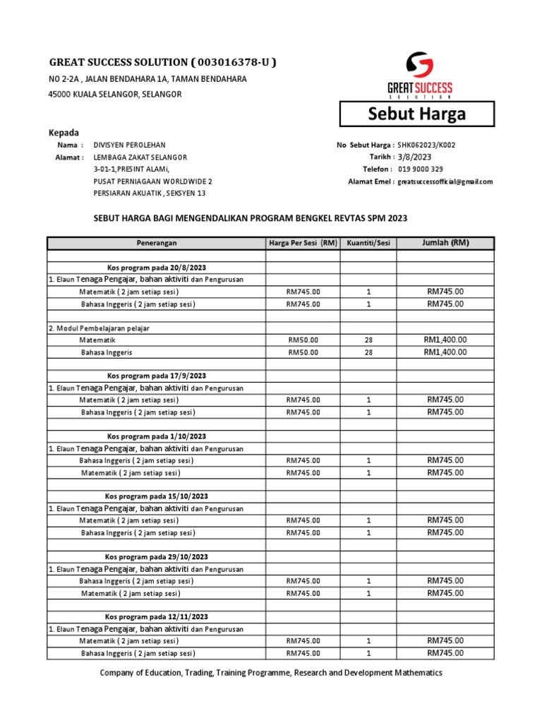 Sebut Harga Program Bengkel SPM 2023 | PDF | Komputer