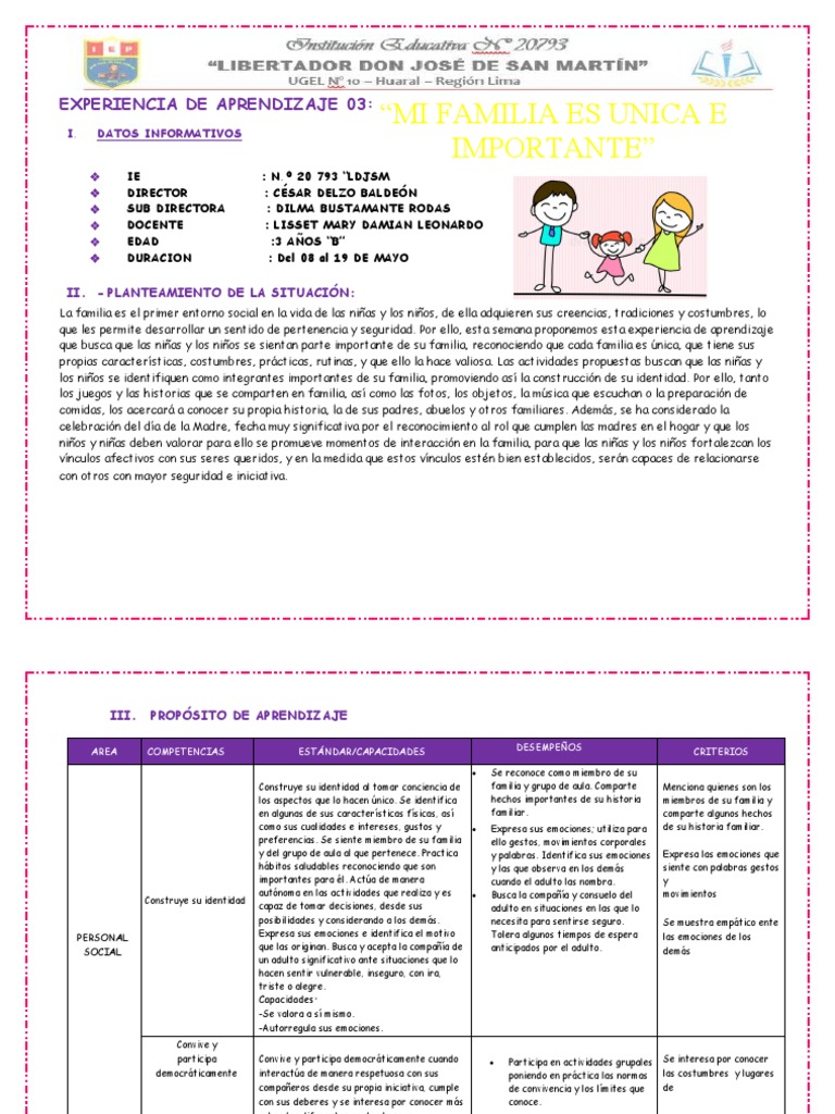 Experiencia de Aprendizaje 3 - 3 Años B - 2023 | PDF