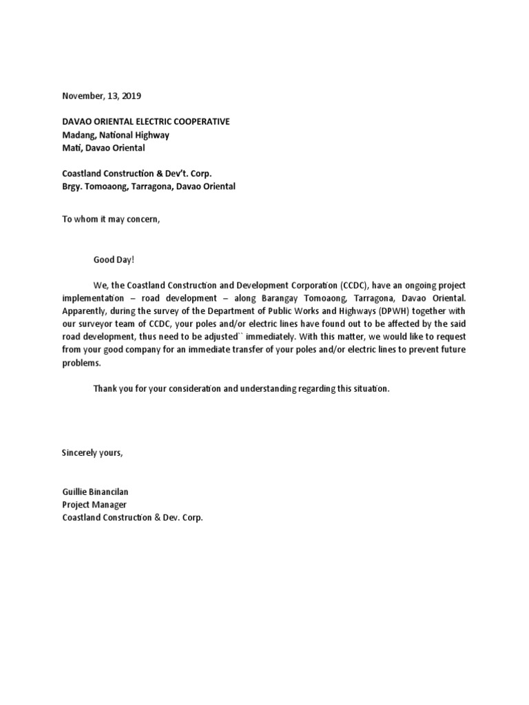 DORECO - Letter of Request | PDF
