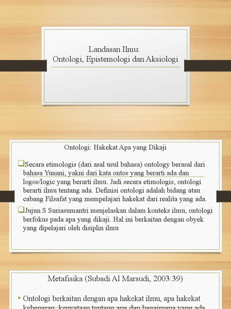 9. Landasan Ilmu Ontologi, Epistemologi Dan Aksiologi | PDF