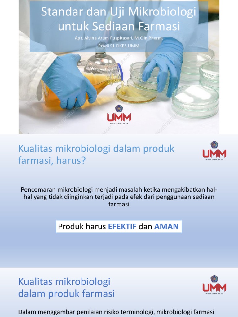 Standar Dan Uji Mikrobiologi Untuk Sediaan Farmasi | PDF | Pengembangan ...