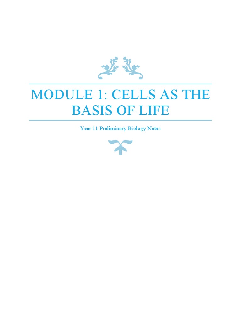 Module 1 Cells As The Basis of Life Notes | PDF | Cell (Biology) | Osmosis